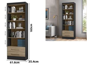 Alessa LIBRERO 2C NEGRO-ROBLE RUSTIC REF 3420 90-743940 Alessa